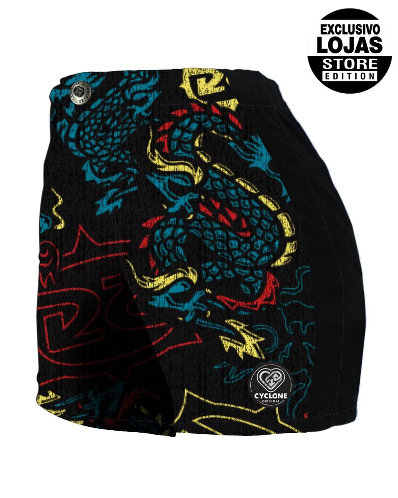 Short Feminino Cyclone Veludo Samurai Dragon Light